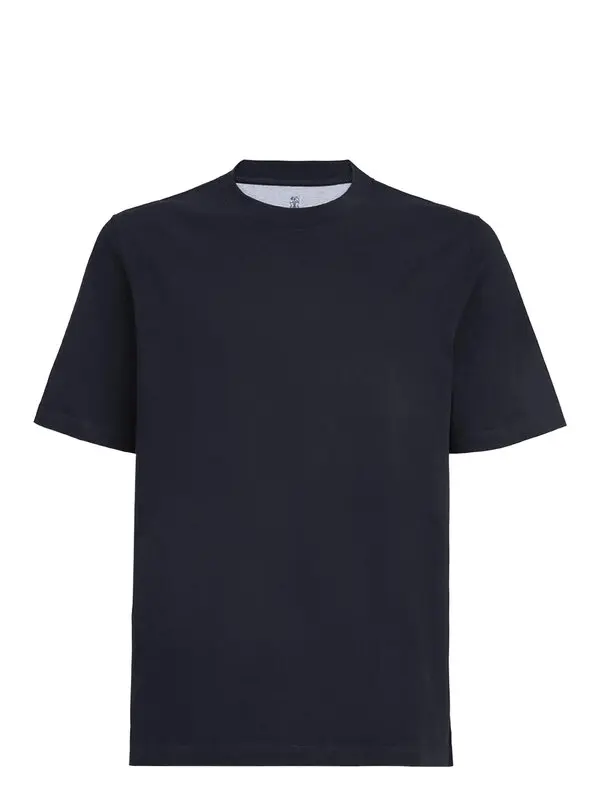 Brunello Cucinelli Cotton V-neck T-shirt - Blue