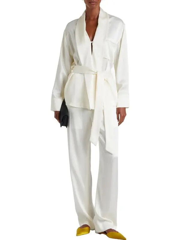 Victoria Beckham Satin Wide-leg Trousers - White