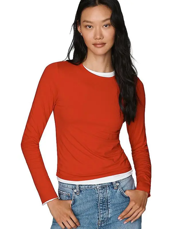 Anthropologie Evan Modal Cotton Blend Tee - Red