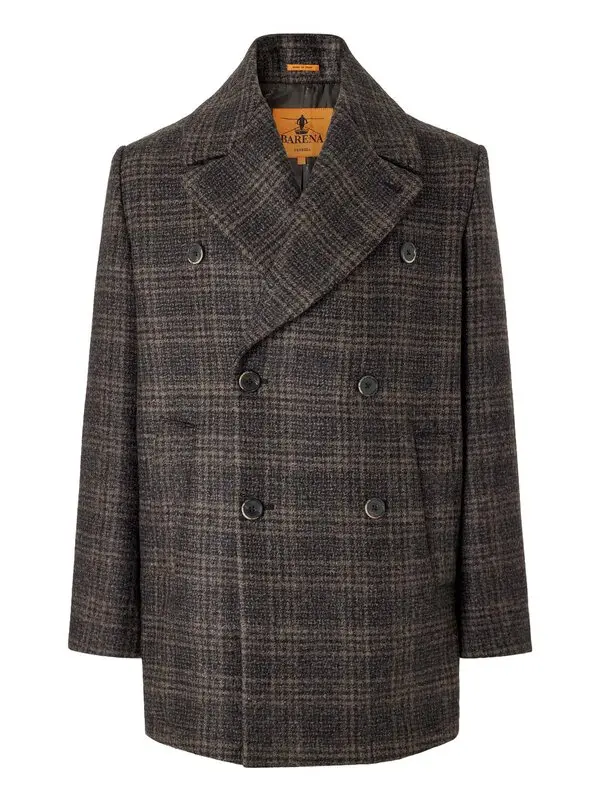 Barena Venezia Double-breasted Prince Of Wales Wool-blend Blouson Jacket - Brown