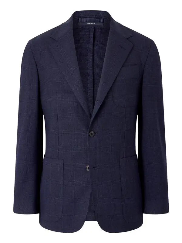 Dunhill Wool And Mohair-blend Prince Of Wales Blazer - Blue