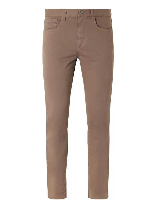 Canali Straight-leg Cotton-blend Twill Trousers - Brown