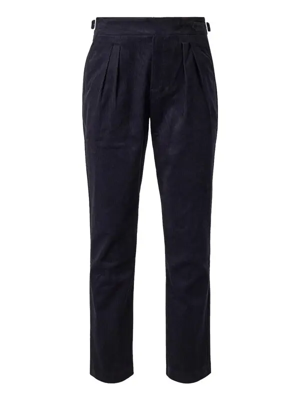 Mr P. Tapered-leg Cotton-corduroy Trousers - Blue
