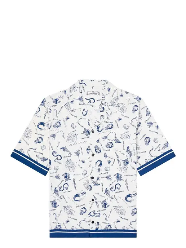 MANAAKI Hawaiki Camp-collar Printed Lyocell-twill Shirt - Blue