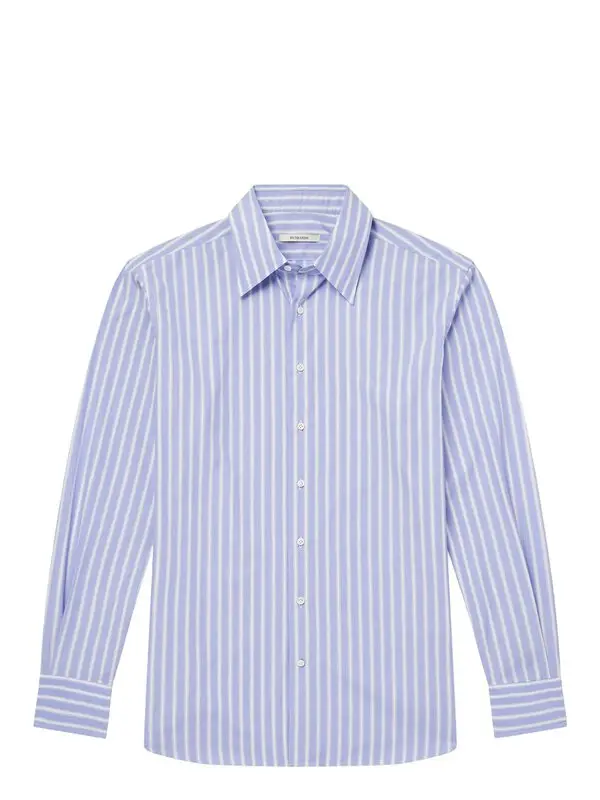 Husbands Striped Supima Cotton-poplin Shirt - Blue