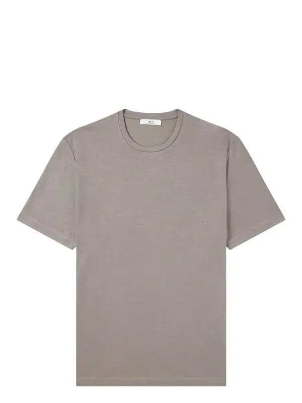 Mr P. Cotton And Lyocell-blend Jersey T-shirt - Neutrals