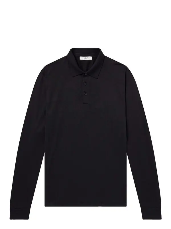 Mr P. Silk And Cotton-blend Polo Shirt - Black