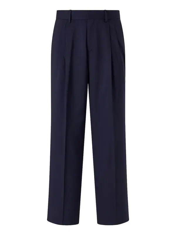 Mr P. Wide-leg Pleated Wool Suit Trousers - Blue
