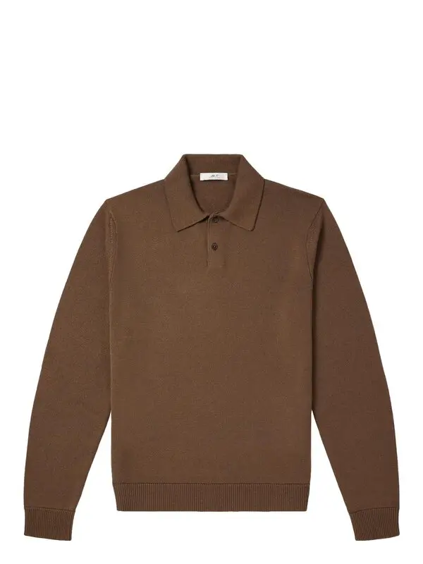Mr P. Merino Wool Polo Shirt - Brown