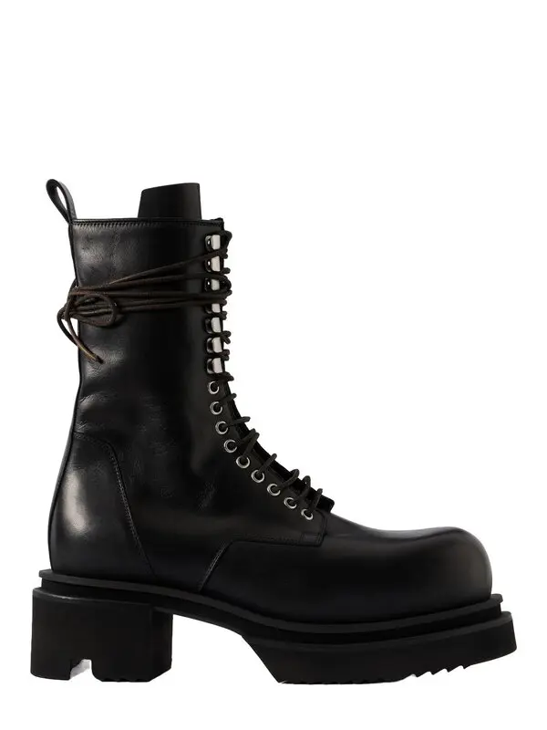 Rick Owens Bogun Leather Lace-up Boots - Black
