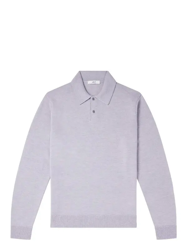 Mr P. Merino Wool Polo Shirt - Gray