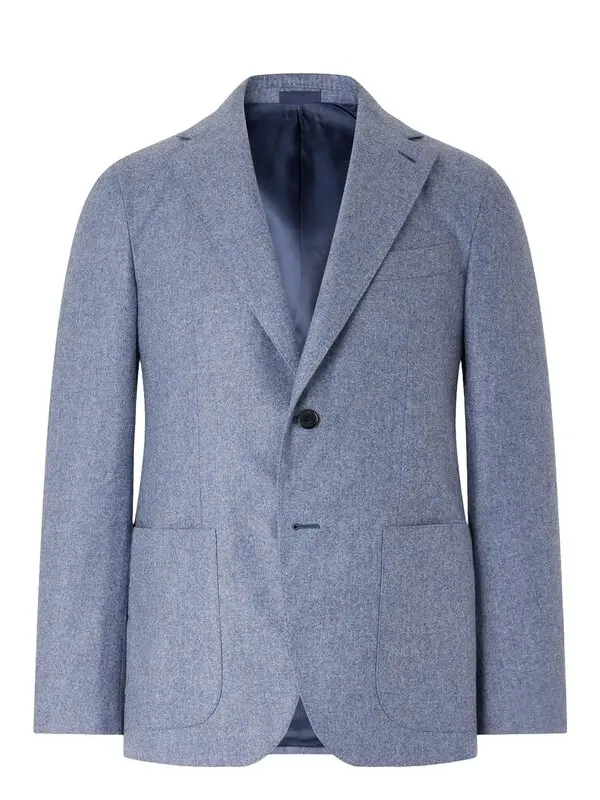 Caruso Wool And Cashmere-blend Flannel Suit Jacket - Blue
