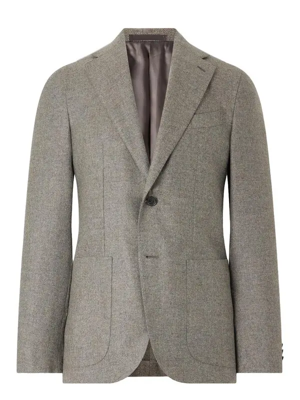 Caruso Aida Wool And Cashmere-blend Twill Blazer - Gray