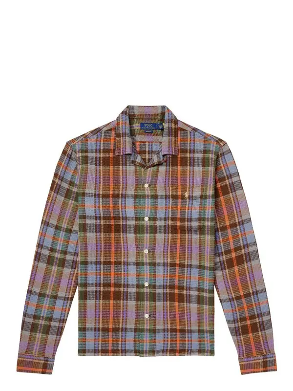 Polo Ralph Lauren Checked Cotton-waffle Shirt - Brown
