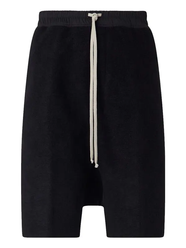 Rick Owens Rick's Pods Straight-leg Cashmere Drawstring Shorts - Black