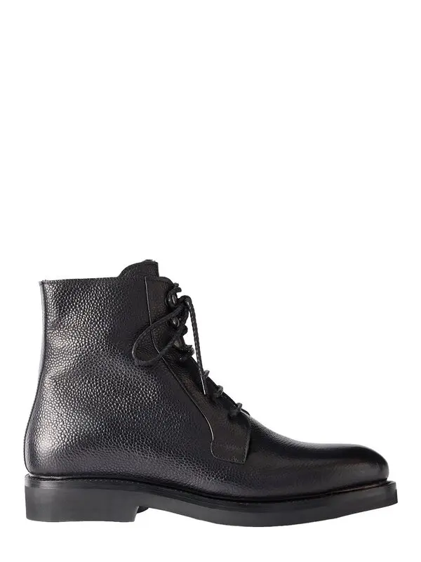 Mr P. Shearling-lined Full-grain Leather Lace-up Boots - Black