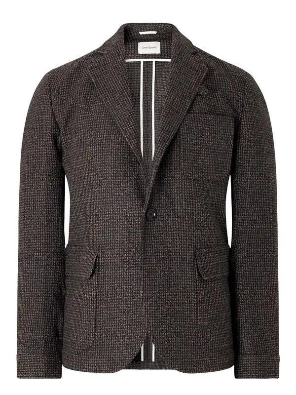 Oliver Peoples Solms Wool-blend Houndstooth Blazer - Brown