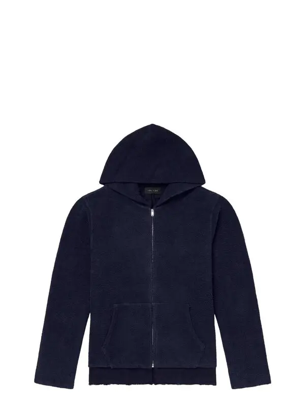 LES TIEN Cotton-fleece Zip-up Hoodie - Blue