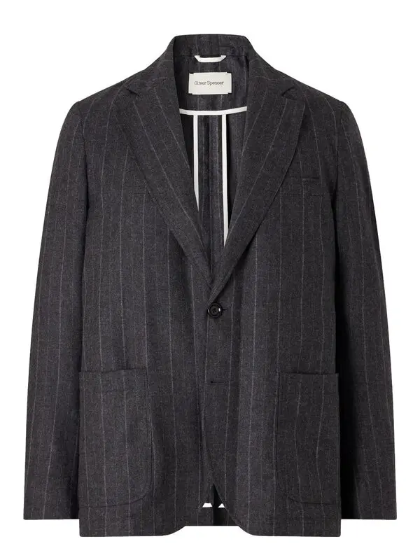 Oliver Peoples Westbury Striped Wool-blend Suit Jacket - Gray