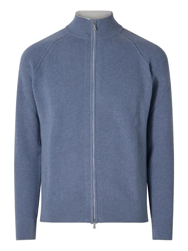 Eleventy Wool Zip-up Sweater - Blue