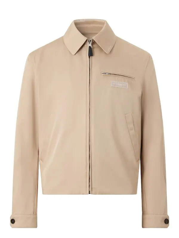 Givenchy Harrington Logo-appliquéd Cotton-twill Jacket - Neutrals