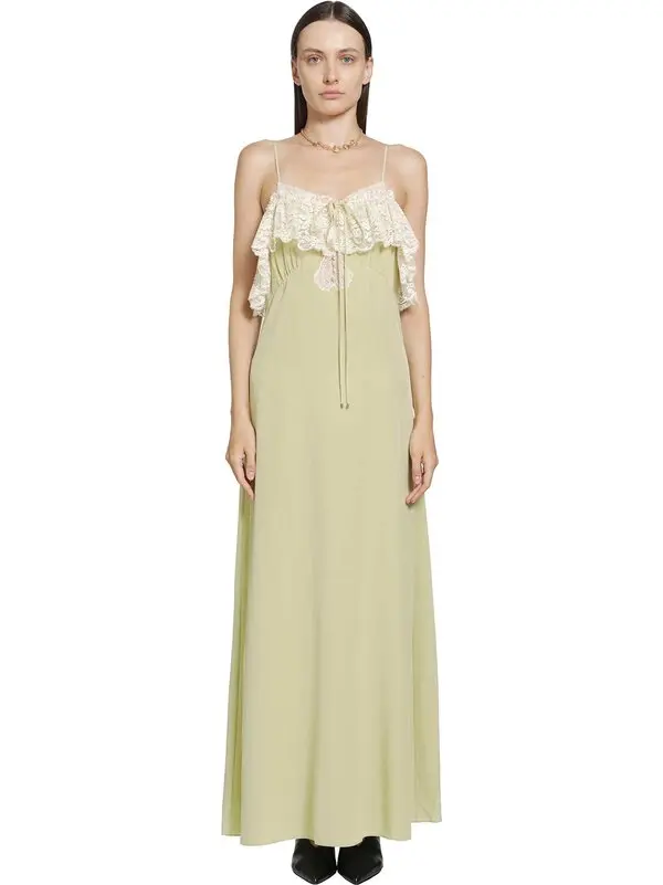 Chloé Silk Crepe De Chine Long Dress - Green