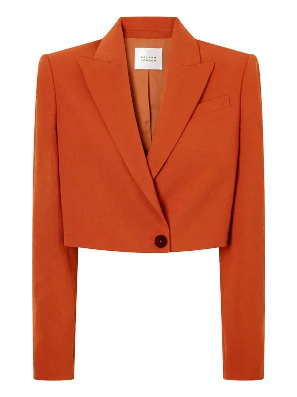 Galvan Cropped Crepe Blazer - Red