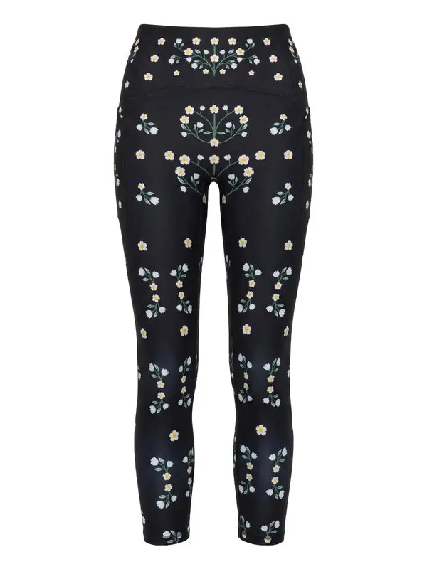 JESSIE ZHAO NEW YORK Night Garden High-waisted Cropped Leggings - Black