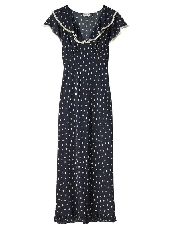 Rixo Printed V-neck Midi Dress - Black