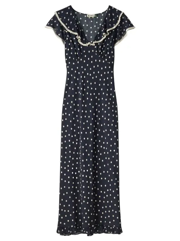 Rixo Printed V-neck Midi Dress - Black