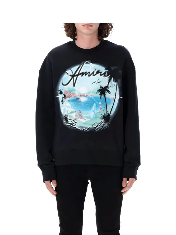 Amiri Printed Long Sleeve Pullover - Black