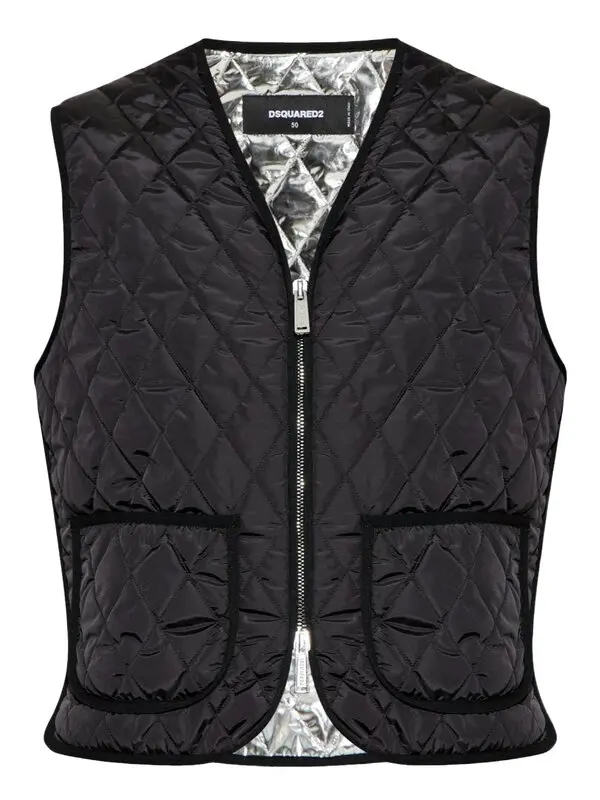 Dsquared2 Zip-up Quilted Vest - Black