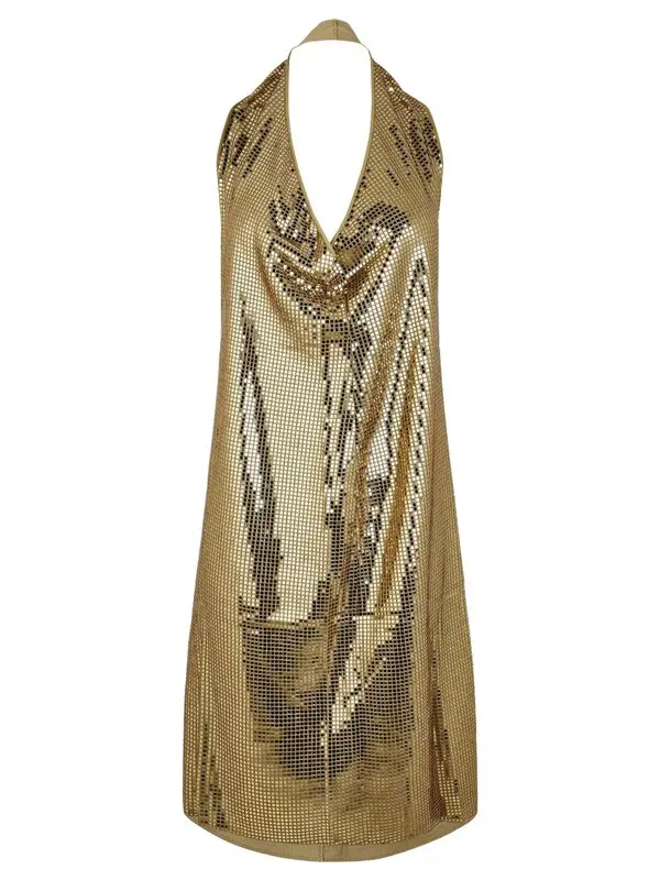 Bottega Veneta Metallic Halterneck Slip Dress - No