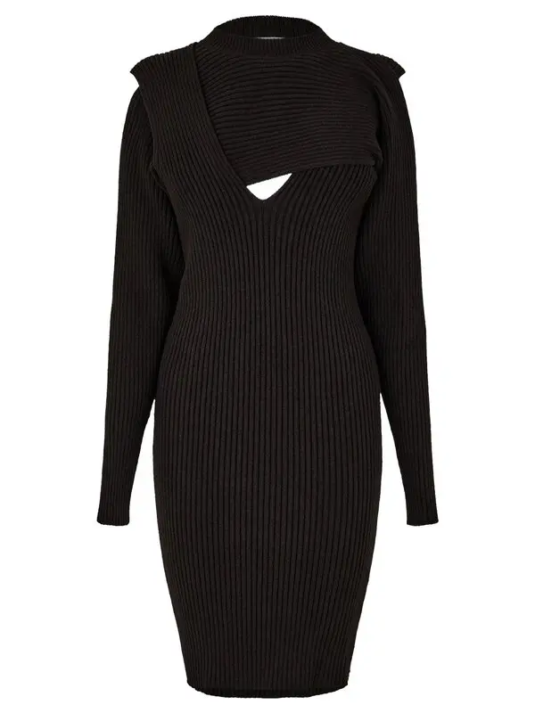 Bottega Veneta Long Sleeve Cut Out Shift Dress - No
