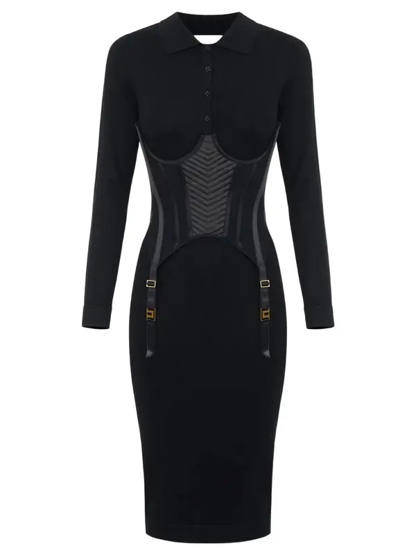 Elisabetta Franchi Knit Bustier Dress - Black