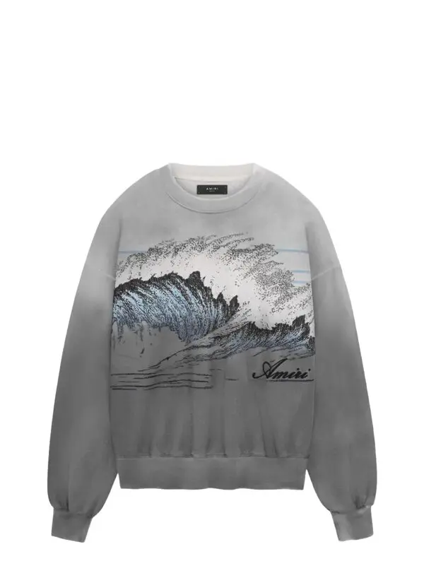 Amiri Wave-print Oversized Sweatshirt - Black