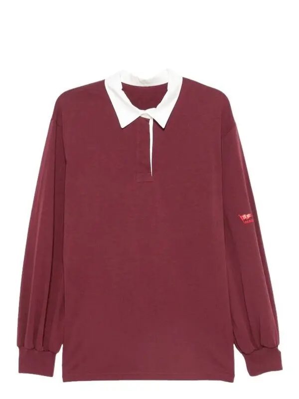 SYSTEM Embroidered-logo Polo Sweater - Wine