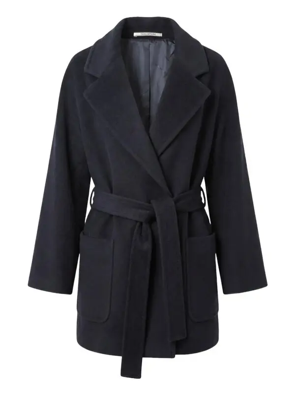 Tagliatore V-neck Belted Coat - Blue