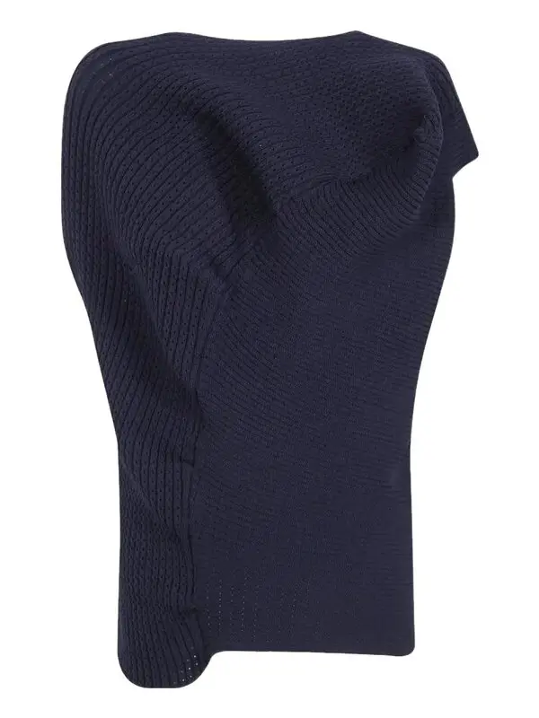 Issey Miyake Asymmetric Ribbed-knit Top - Black