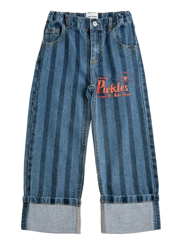 BOBO CHOSES Pickles Striped Wide-leg Jeans - Blue