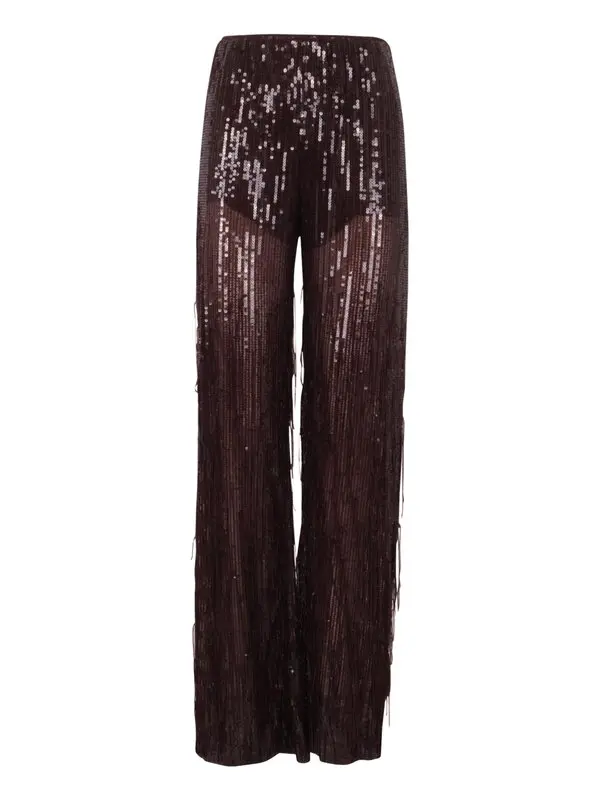 Federica Tosi Sequined Fringe Trousers - Brown