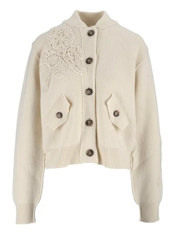 Ermanno Scervino Crochet-patch Button-up Cardigan - Beige