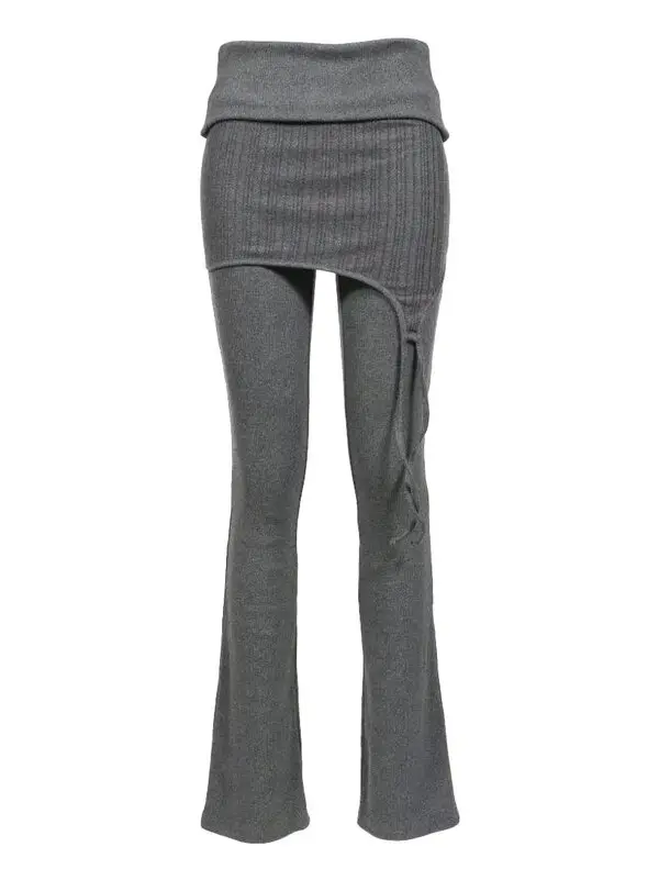 BOHEMSEO Layered Ribbed-knit Flared Trousers - Grey