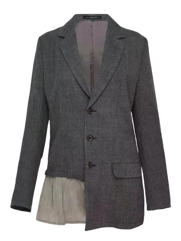 Y’s Ruffled-trim Asymmetric Blazer - Grey