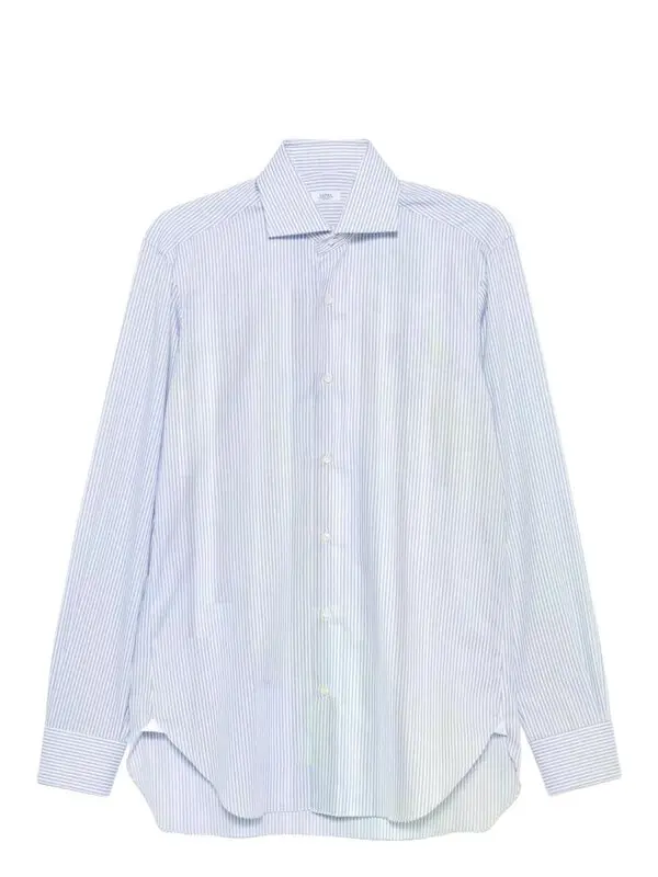 BARBA NAPOLI Vertical-stripe Long-sleeve Shirt - Blue