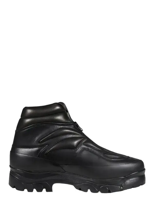 AKME Front-zip Panelled Biker Boots - Black