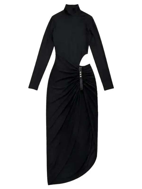 AMAZUIN Cut-out Asymmetrical Maxi Dress - Black
