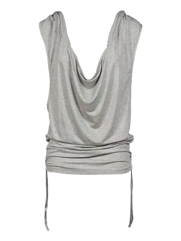 BOHEMSEO Cowl-neck Sleeveless Hoodie - Grey