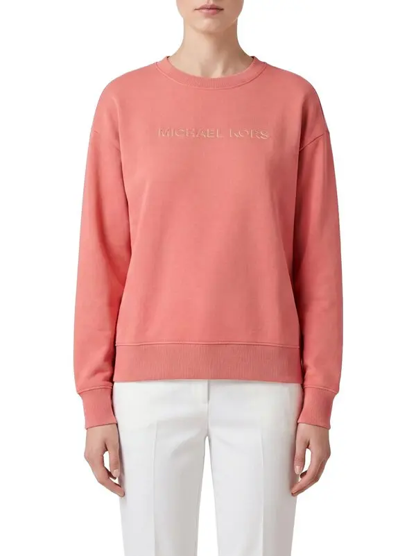Michael Kors Cotton Crewneck Sweatshirt With Contrasting Logo And Dropped Shoulders - Pink