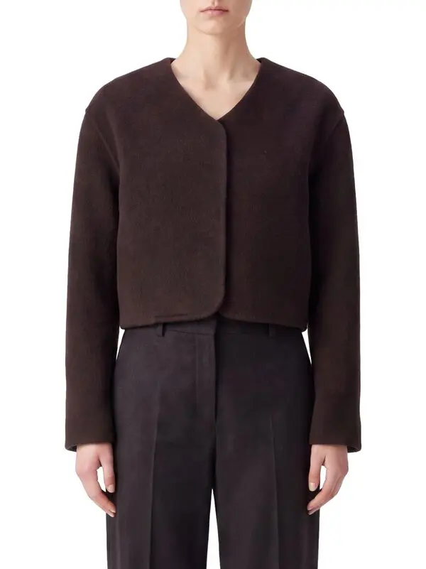 Calvin Klein Single-breasted Short Wool Coat With Concealed Closure - Brown